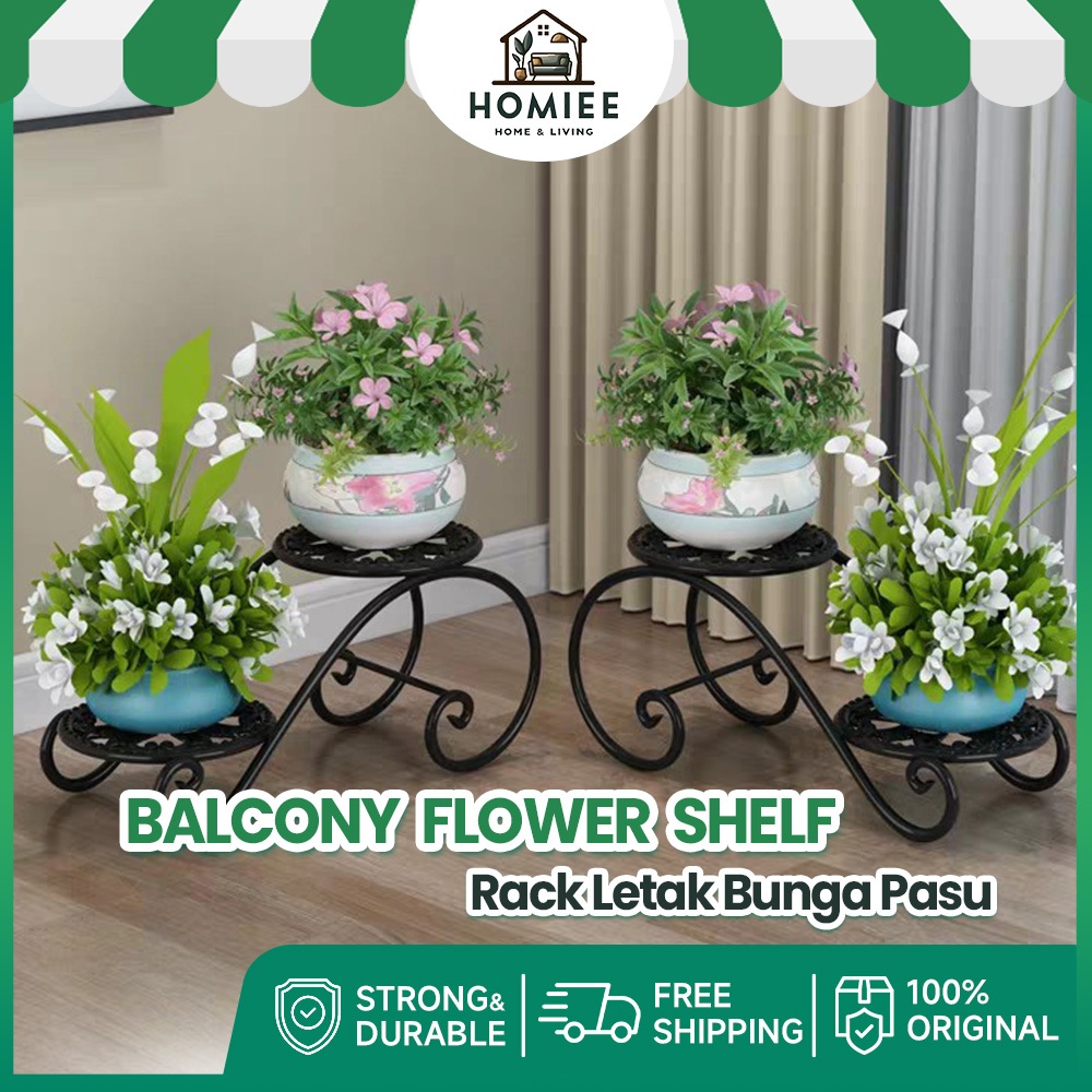 HOMIEE European Wrought Iron Flower Shelf Indoor Space Balcony Plant ...