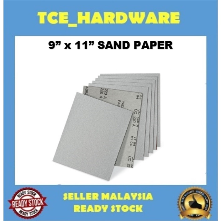 Harga Kilang Sand Paper Sheet Wood 9" x 11"Kertas Pasir Kayu | Shopee ...