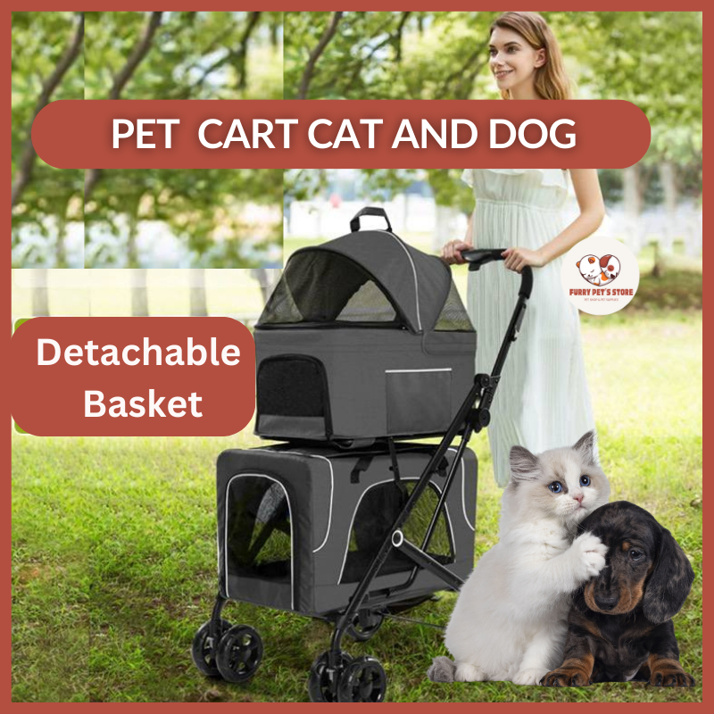 Pet Bus Double-Layer Pet Cart Separate Dog Cart Portable Outdoor Upper ...