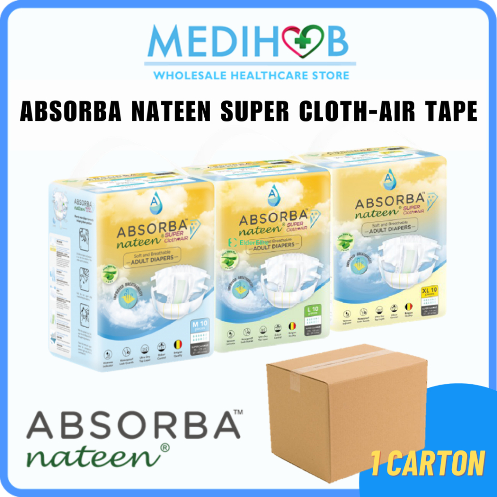 🚚HOT SALES🎁 Absorba SUPER Cloth AIR Adult Diapers TAPE , 8bags/carton ...