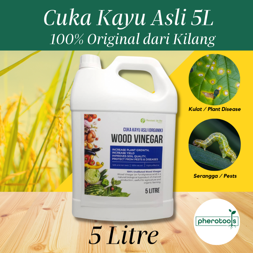 Pherotools CUKA KAYU ASLI (5L) (Tiada Campuran) NATURAL WOOD VINEGAR ...