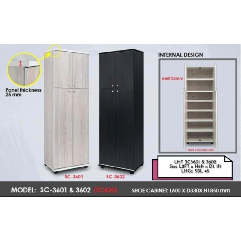 LHT Siap Pasang Model : Shoe Cabinet 3D 2.6ft Width ️ 6ft or 5.4ft or ...