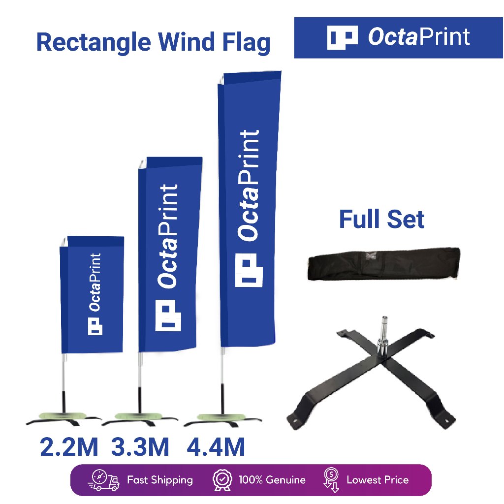 [Ready Stock] Wind Flag / Beach Flag Rectangle Full Set + Printing ...