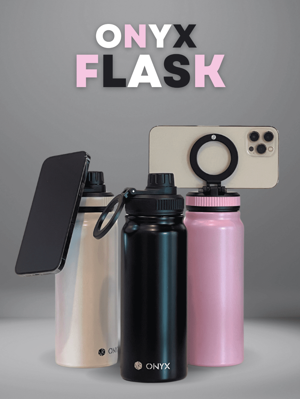 ONYX Flask - 600ML Magnetic Tripod Flask Water Bottle Fitness Gym with ...