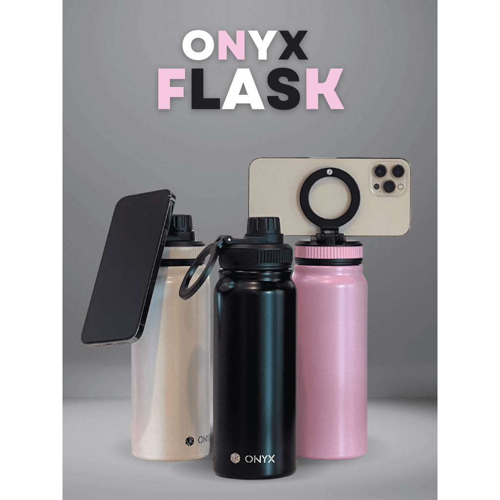 ONYX Flask - 600ML Magnetic Tripod Flask Water Bottle Fitness Gym with BPA FREE Leakproof ...