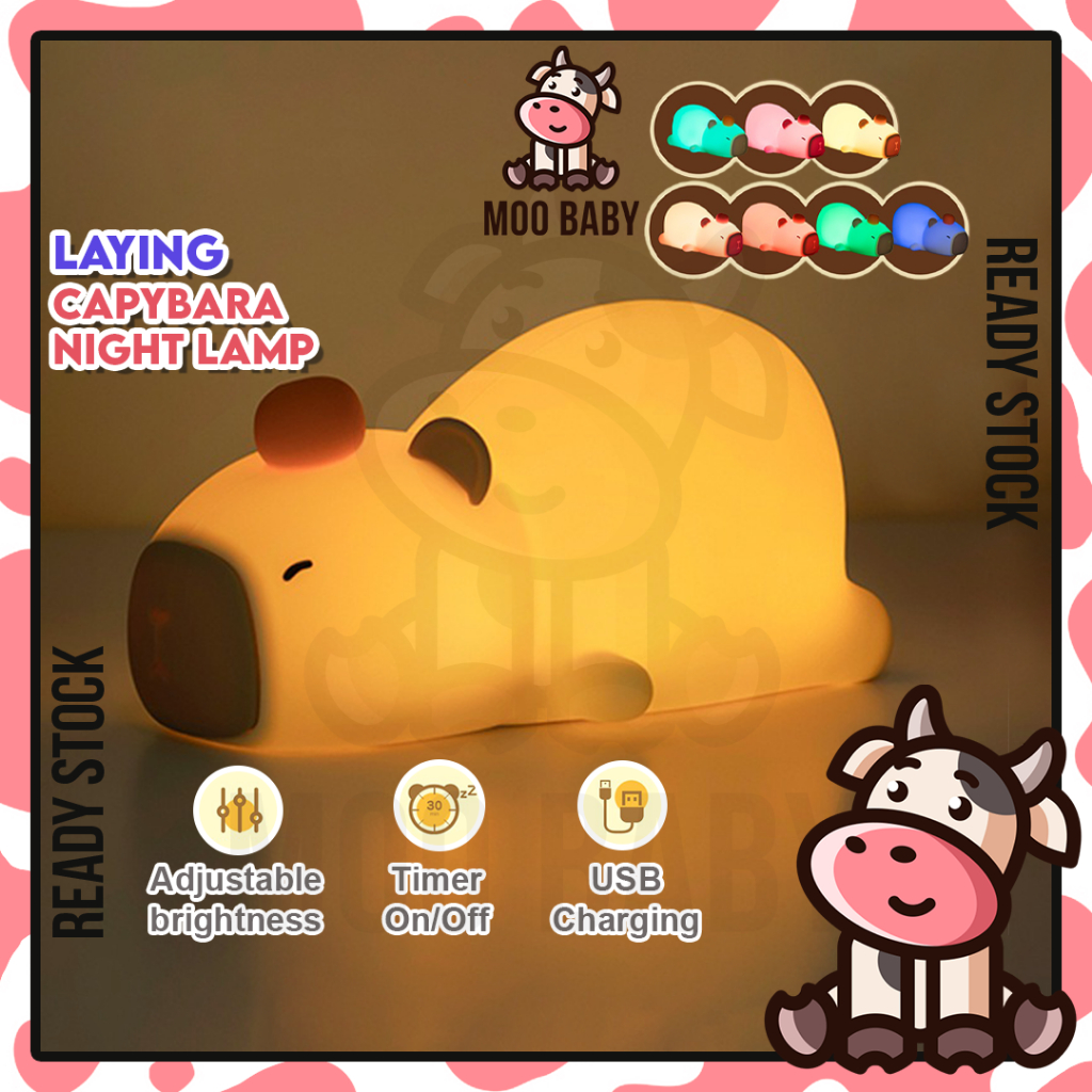 Moo Baby Lampu Tidur Comel Capybara Lamp Rechargeable Lamp Cute Bedside ...