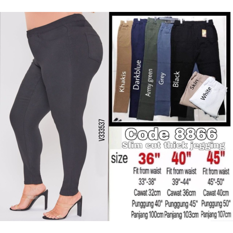 (2XL-4XL)Jegging Pants Women Slim Fit Cotton Canvas Skinny Elastic High ...