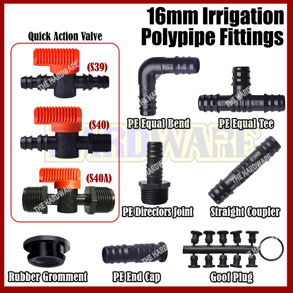 16MM LDPE/POLY/PP Pipe Fittings Fertigation Garden Farm Irrigation ...