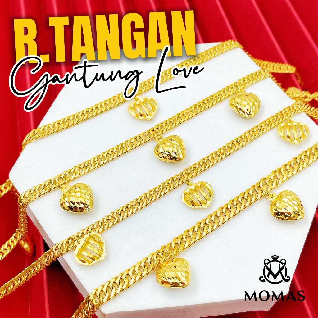 Rantai Tangan gantung love emas 916 Rantai Tangan Emas 916 Gelang ...