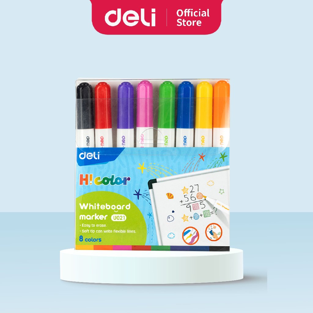 Deli Marker Pen Whiteboard Marker Multiple Colors 8 Colors in One Set ...