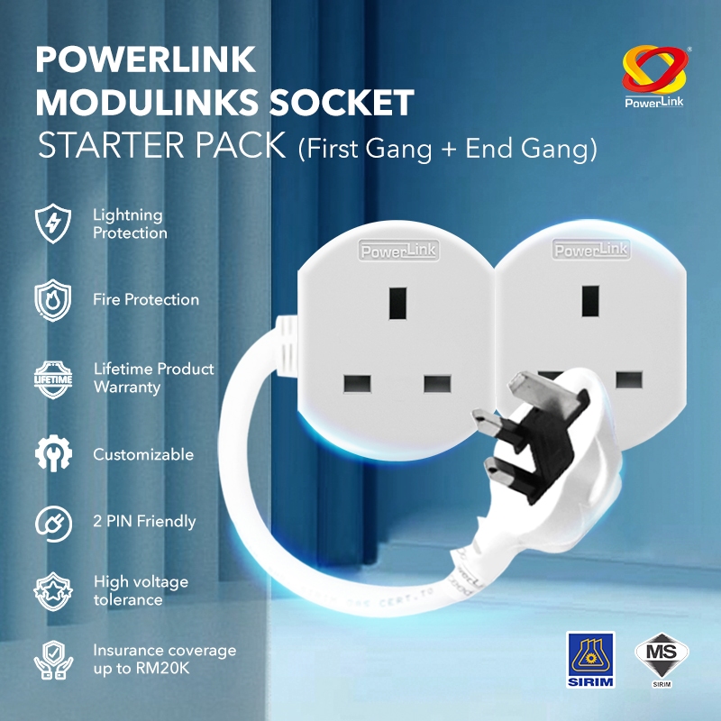 [SIRIM] Powerlink Official Modulink Socket Combination - 8inch first gang + end gang | Shopee ...