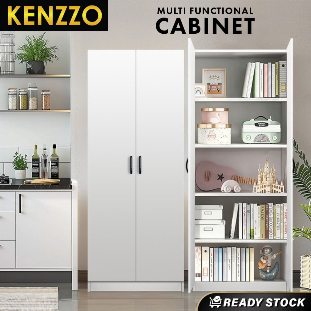 KENZZO : Modern Large Multifunctional Book Cabinet with 2 Door 5 tier ...