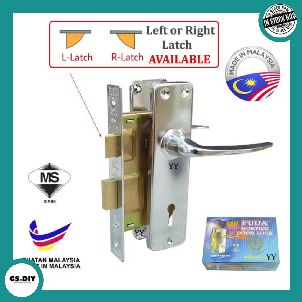 FUDA 2 LEVER MORTICE LOCK🚪Mortise Grill Door 2 Lever Handle Lock Kunci ...