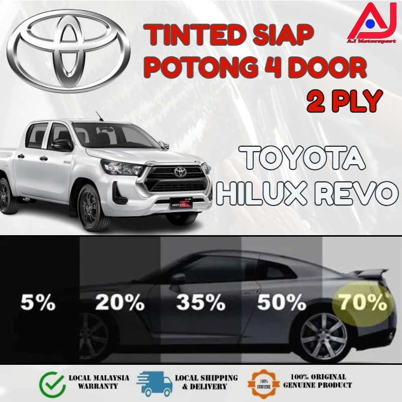 Toyota Hilux Revo 4 Door Tinted 2PLY UV Hitam(Gelap 30% 50% 65% 80% 95% ...