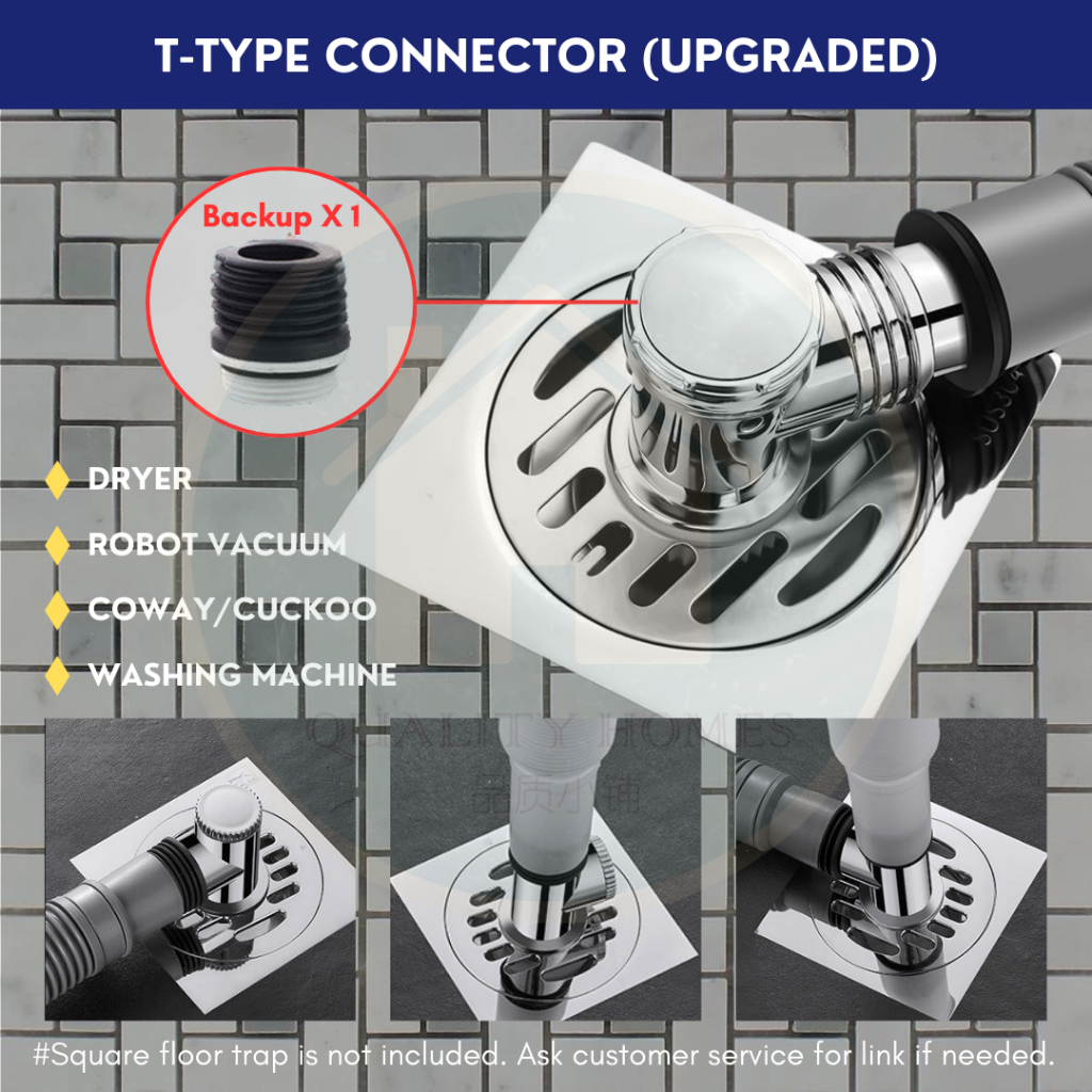 Quality Homes T-Type Connector Upgraded Washing Machine Drain Hose To ...