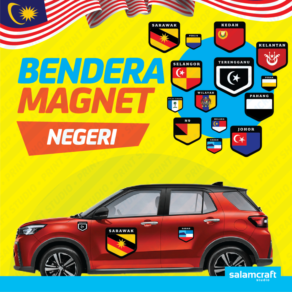 BENDERA KERETA MAGNET • EDISI NEGERI | Shopee Malaysia