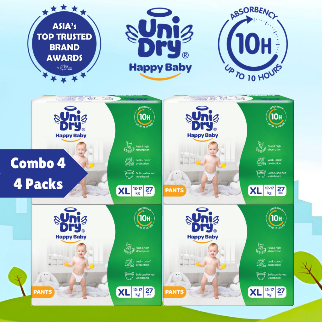 UniDry Happy Baby Diapers Baby Pants Combo 4 Packs Size XL27 Diaper ...
