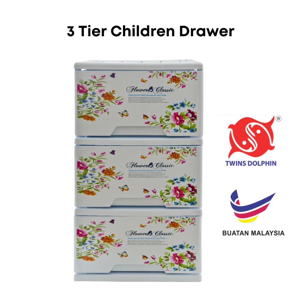 3 Tier Children Plastic Drawer Plastic Cabinet Storage Cabinet | Shopee ...