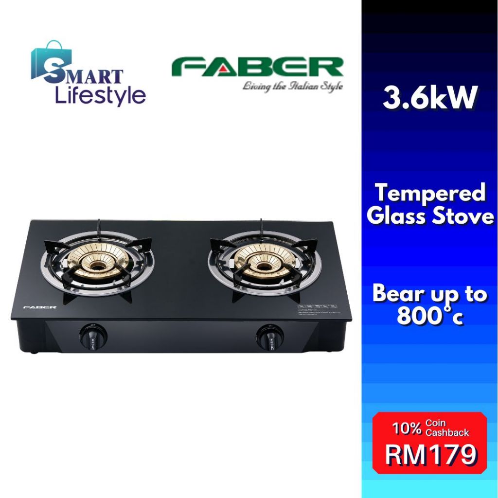Faber 3.6kW Tempered Glass Gas Cooker FC GLAZZO G2713 / FC GLAZZO G2813 ...