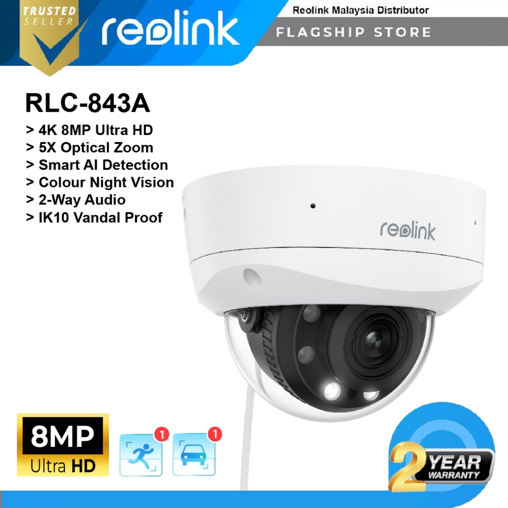 REOLINK RLC-843A 4K PoE Security Camera | IK10 Vandal Proof | 5X ...