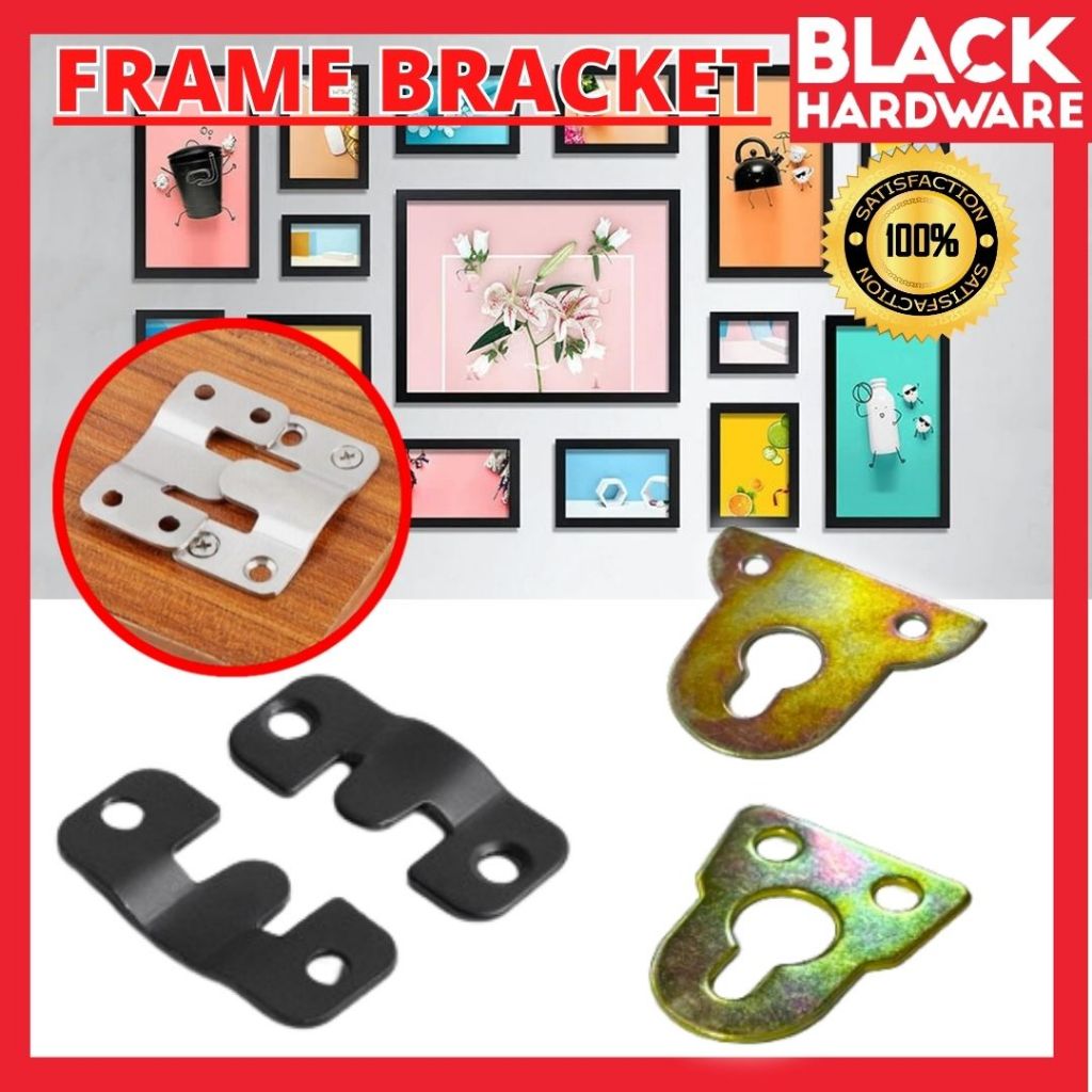 Black Hardware Photo Frame Bracket Picture Frame Wall Hanger Hanging ...