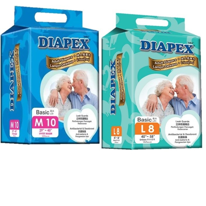 Diapex Basic Adult Diaper Size M10 / L8 (1Pack) | Shopee Malaysia