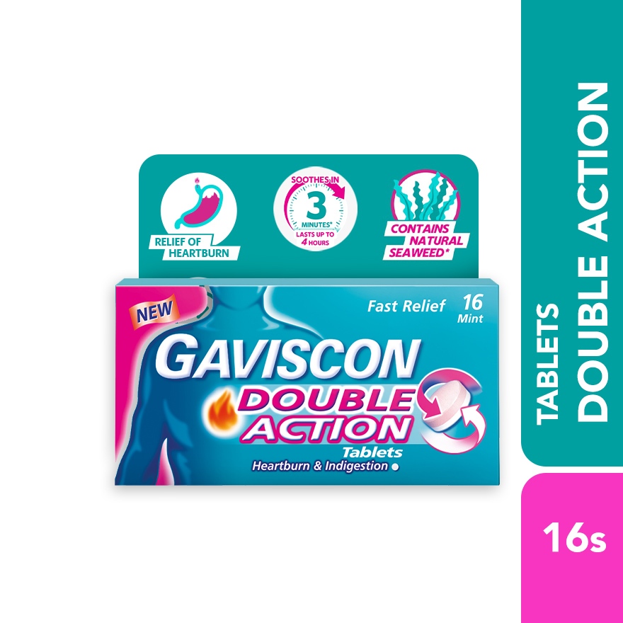Gaviscon Double Action Tablet (250mg x 16's) - Fast Relief Heartburn ...