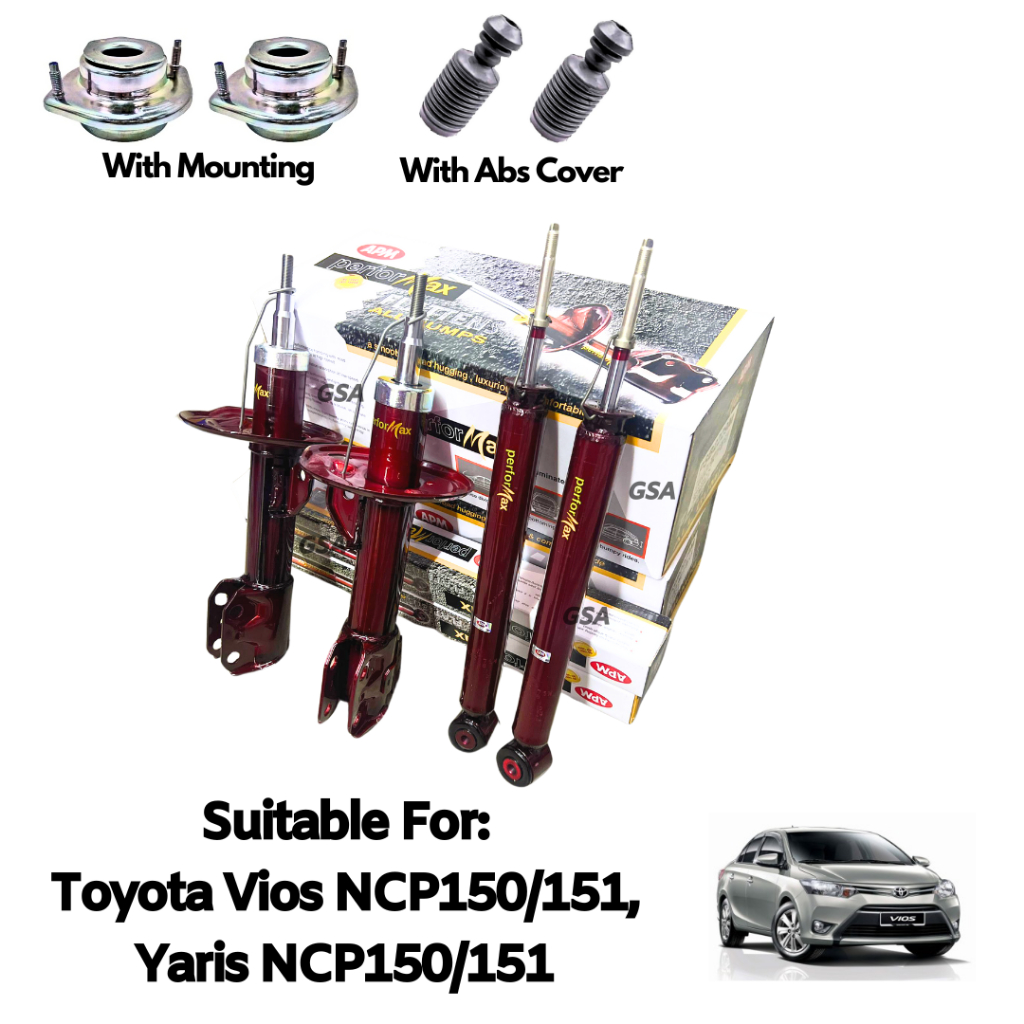 APM Performax Toyota Vios, Yaris NCP150, NSP151 Front/Rear Heavy Duty Gas Absorber W/Boot ...