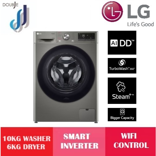 LG 10/6kg Front Load Washer Inverter with AI Direct Drive, Steam ...
