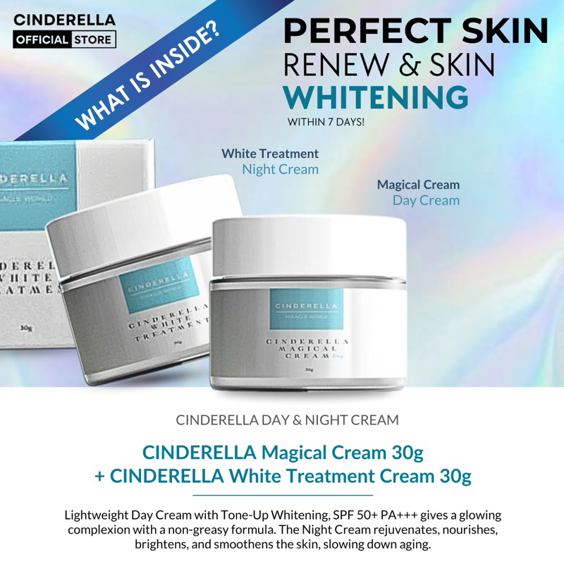 HQ🔥FREE SHIPPING! HOT COMBO CINDERELLA DAY & NIGHT CREAM (WHITENING ...