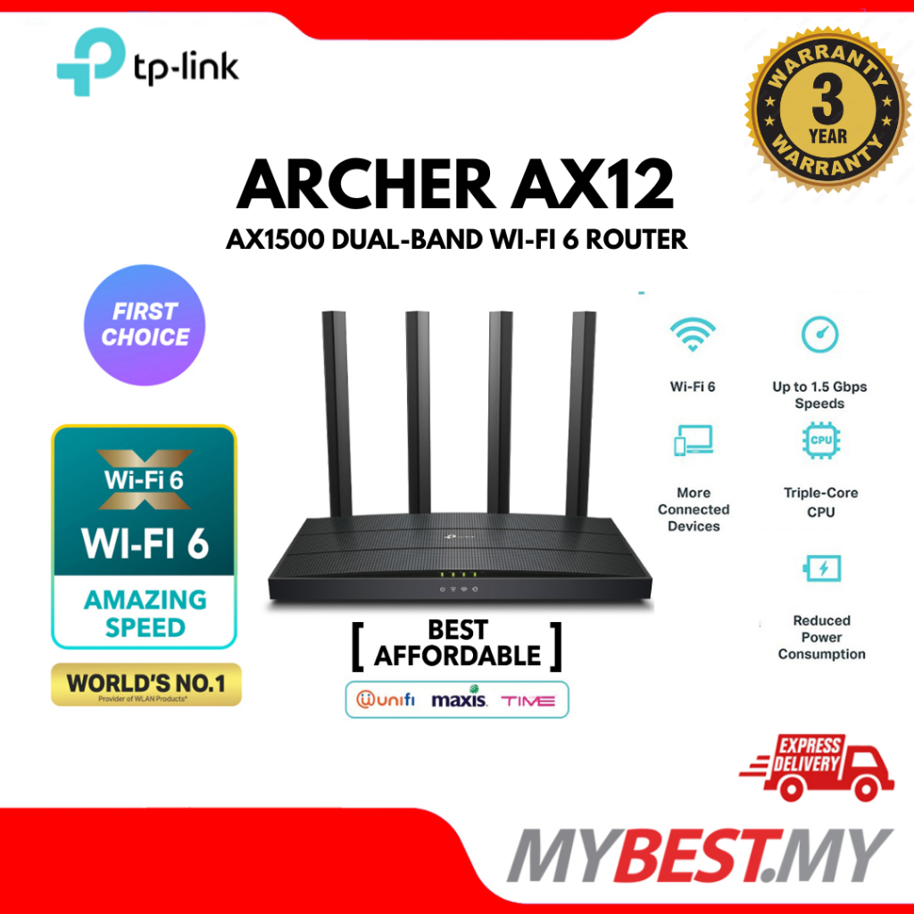 TP-Link Archer AX12 Dual-Band Gigabit AX1500 Wi-Fi 6 Router | Shopee ...