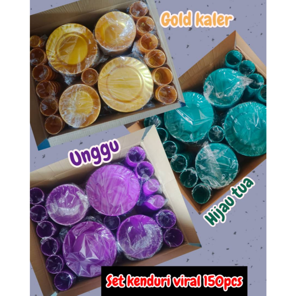 [QUALITY TEBAL] 150PCS SET PINGGAN MANGKUK CAWAN AESTHETIC / SENANG ...