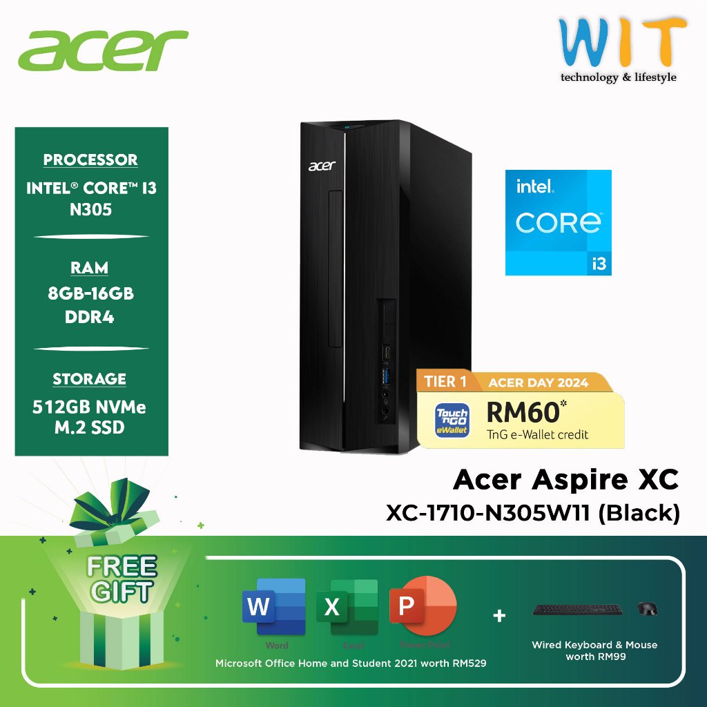Acer Aspire XC-1710-N305W11 (Intel Core i3-N305/8GB-16GB RAM/512GB SSD ...
