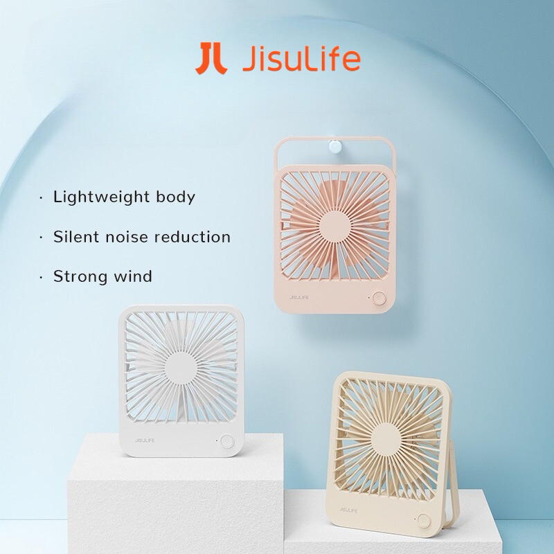 JISULIFE Ultra Slim Table Fan 4500mAh Rechargeable Battery Strong Wind ...