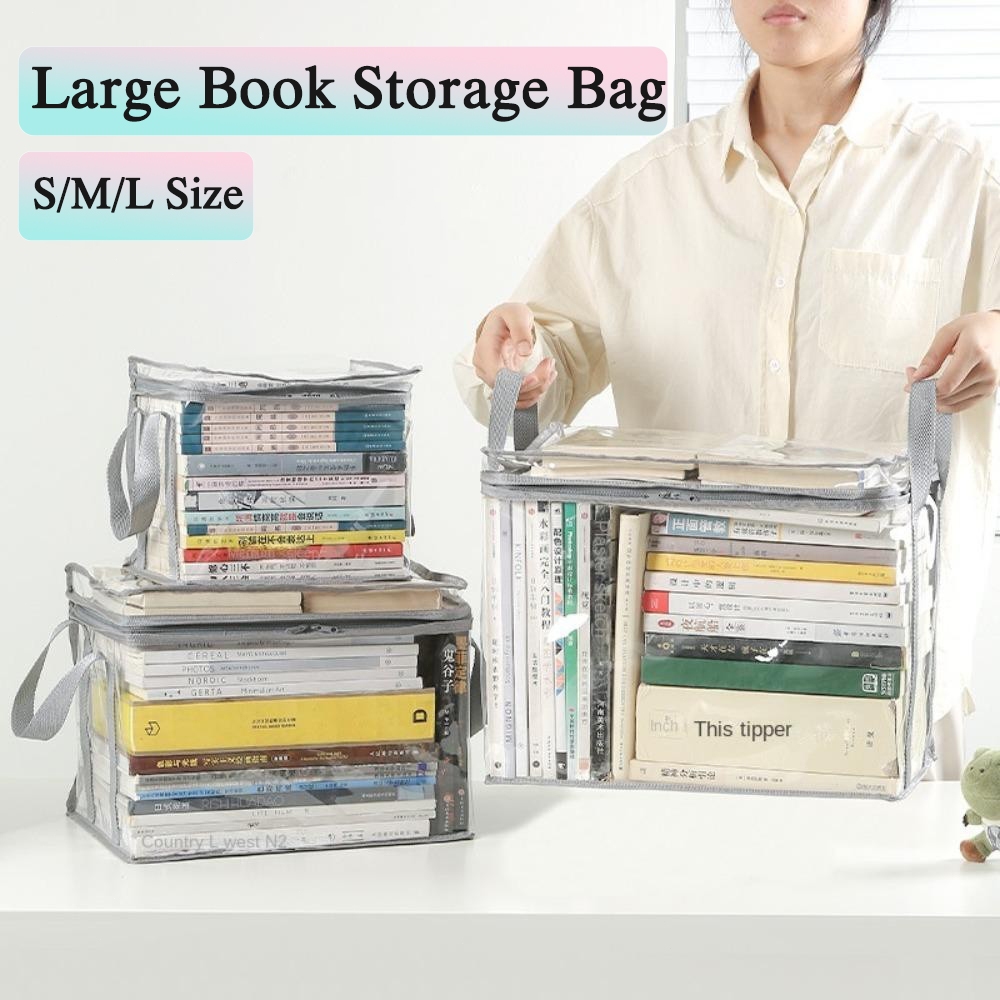 Foldable Large Book Storage Box Classroom Book Storage Box Transparent ...
