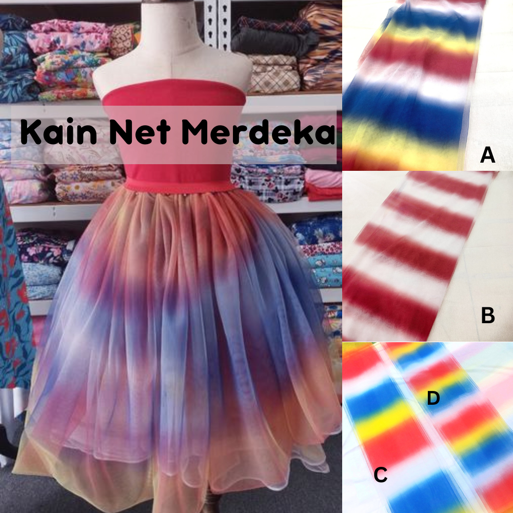 1 meter Kain Net Merdeka Bendera Malaysia Bidang 60in Material Paris ...