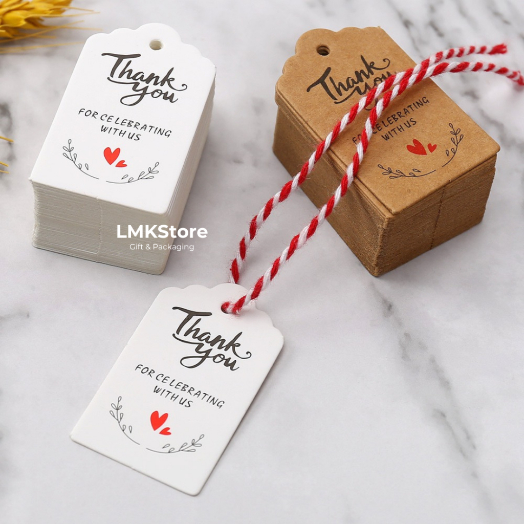 LMK 100pcs Thank You Gift Card TQ Label Tag Gift Tag Doorgift Tag ...