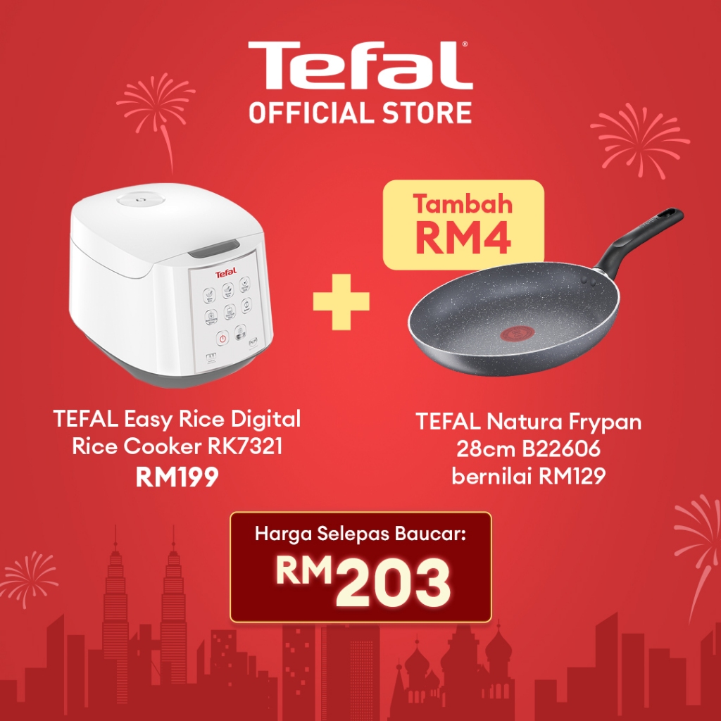 [Special Bundle] Tefal Easy Rice Fuzzy Logic Rice Cooker (1.8L) RK7321 + Tefal Cookware Natura ...