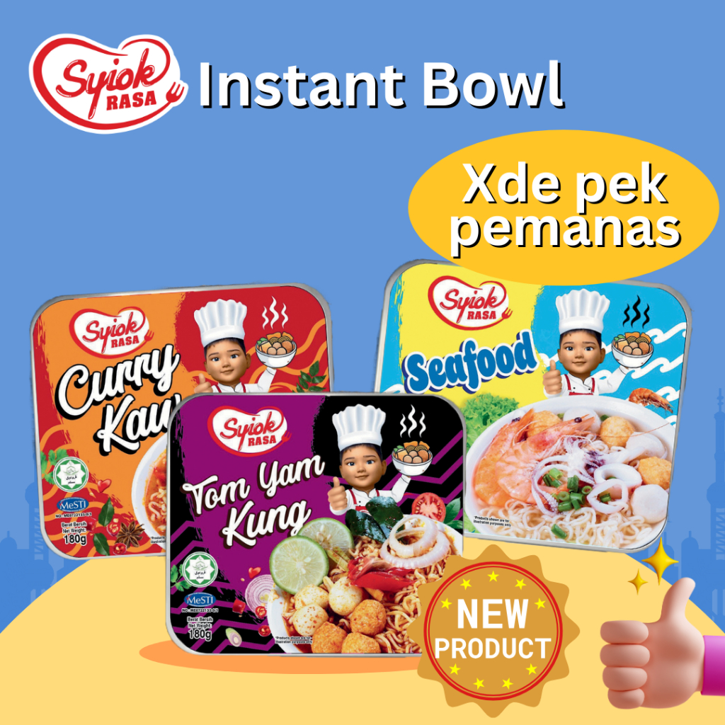 Syiok Rasa (Tomyam Kung/Curry Kaw/Soup) Instant Bowl / Muslim Product ...
