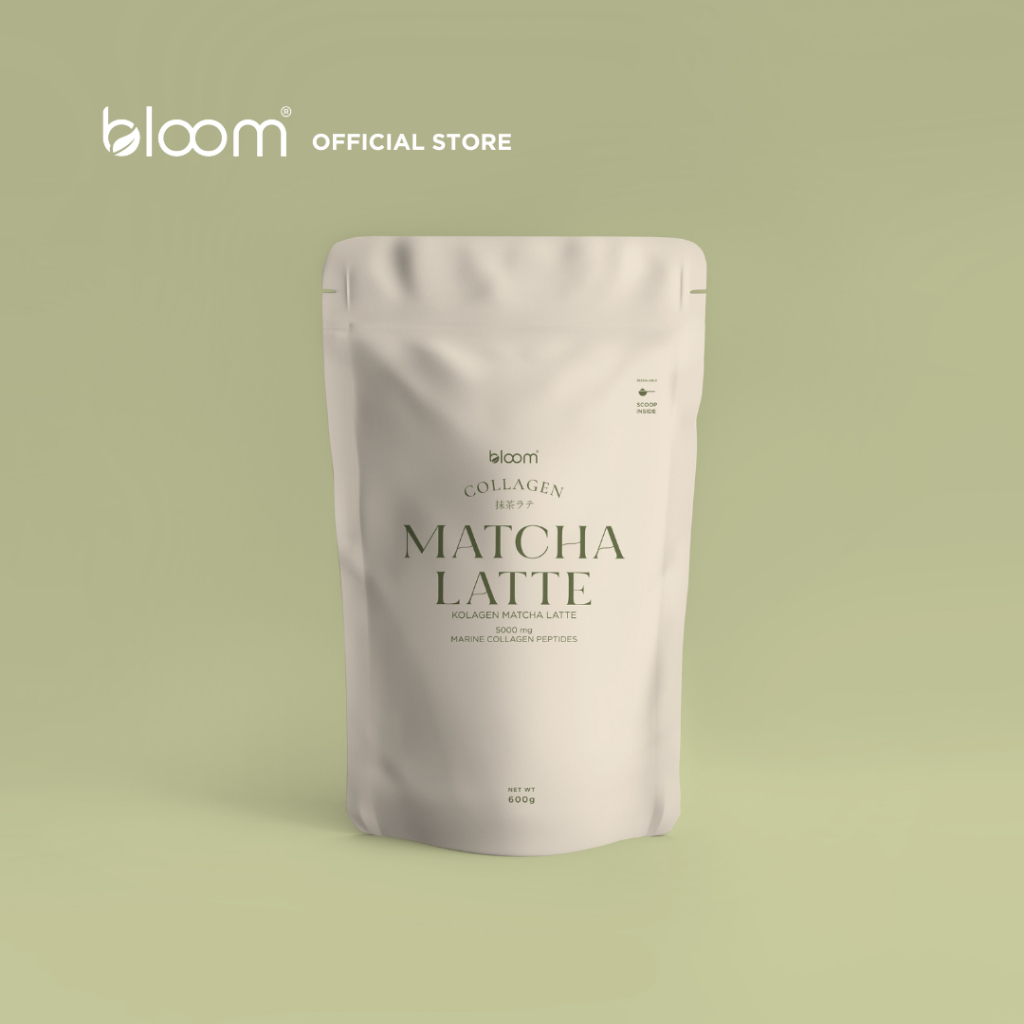 Bloom Collagen Matcha Latte with 5000mg Marine Collagen Peptides (600g ...