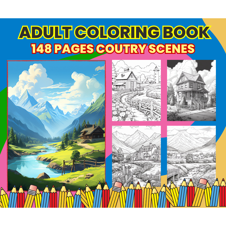 [PDF] 148 PAGES COLOURING PAGE COUNTRY SCENES - Coloring Book For Adult ...