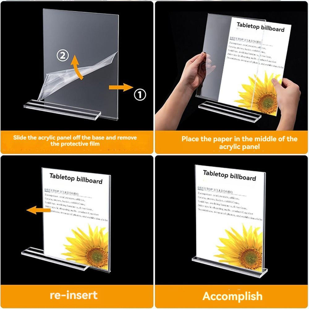 Transparent Acrylic Stand A4 Size A5 Size Acrylic T-Shape Display Stand ...