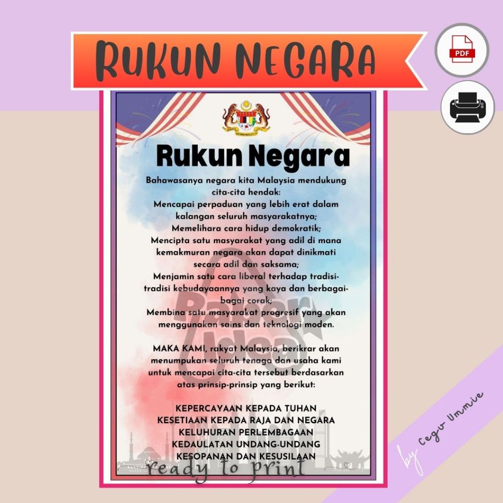 Rukun Negara Prinsip Lafaz Ikrar Rukun Negara Kemerdekaan | Shopee Malaysia Rukun Negara Prinsip Lafaz Ikrar Rukun Negara Kemerdekaan | Shopee Malaysia