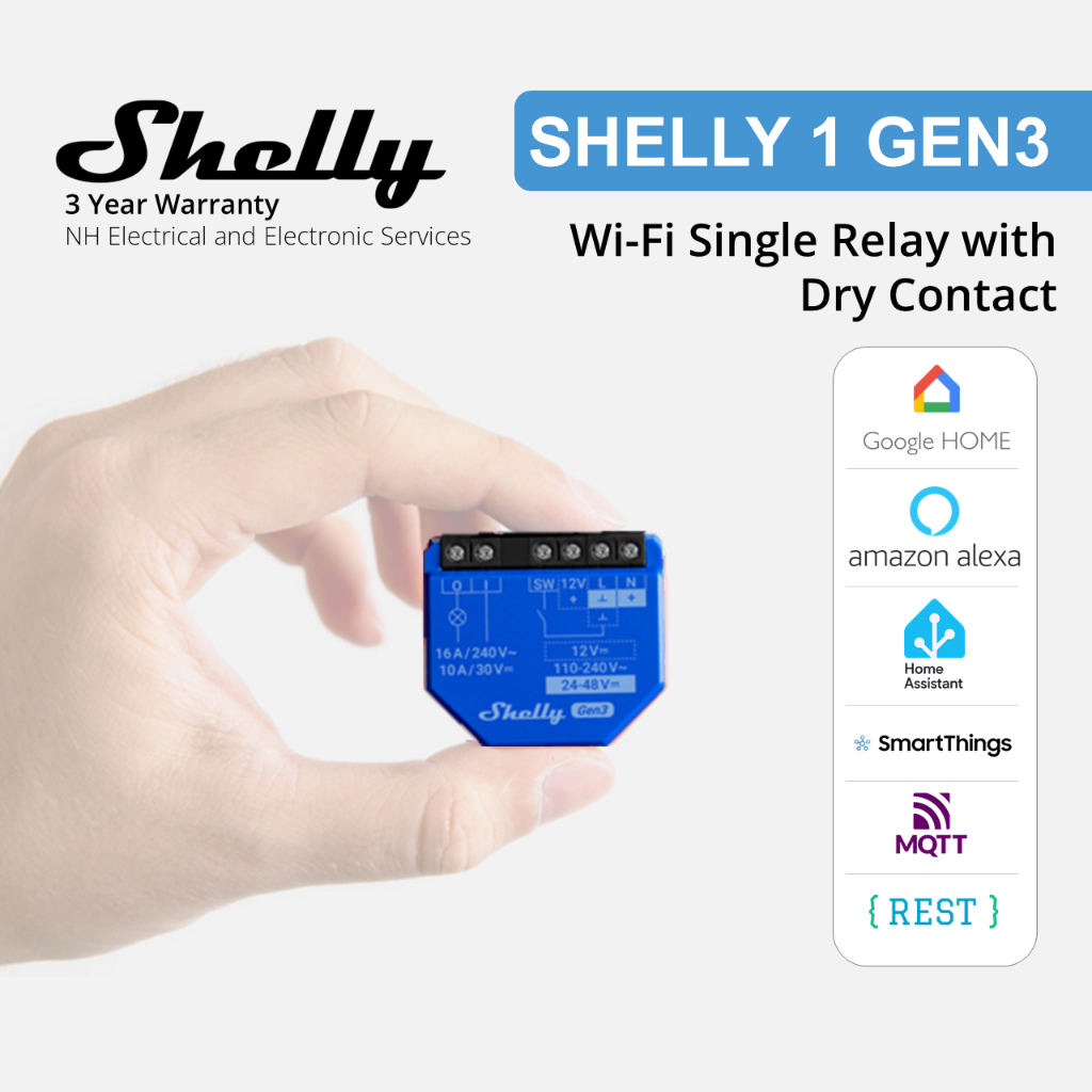 Shelly 1 Gen 3 (WiFi smart switch for Single Gang Relay Dry Contact ...