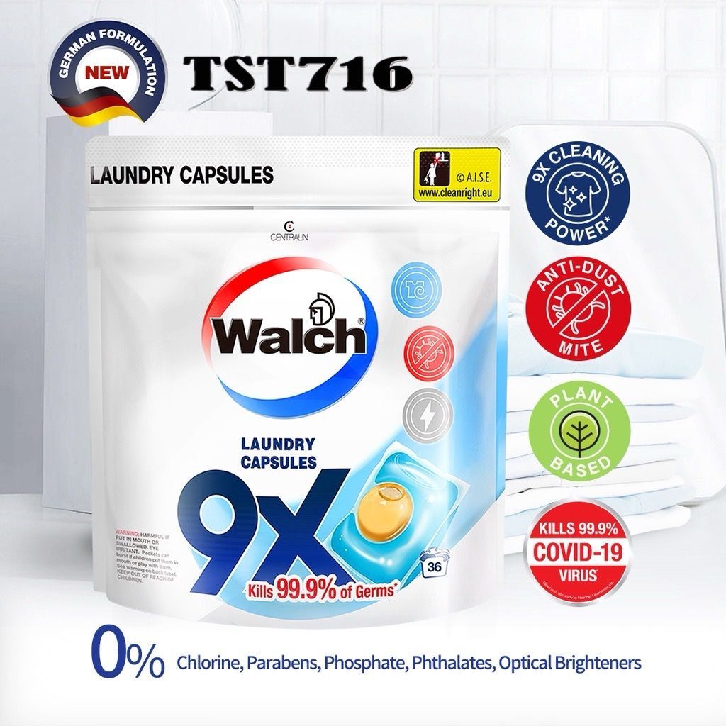 Walch 9X Antibacterial Laundry Capsules Refill (12g x 36pcs/pack ...