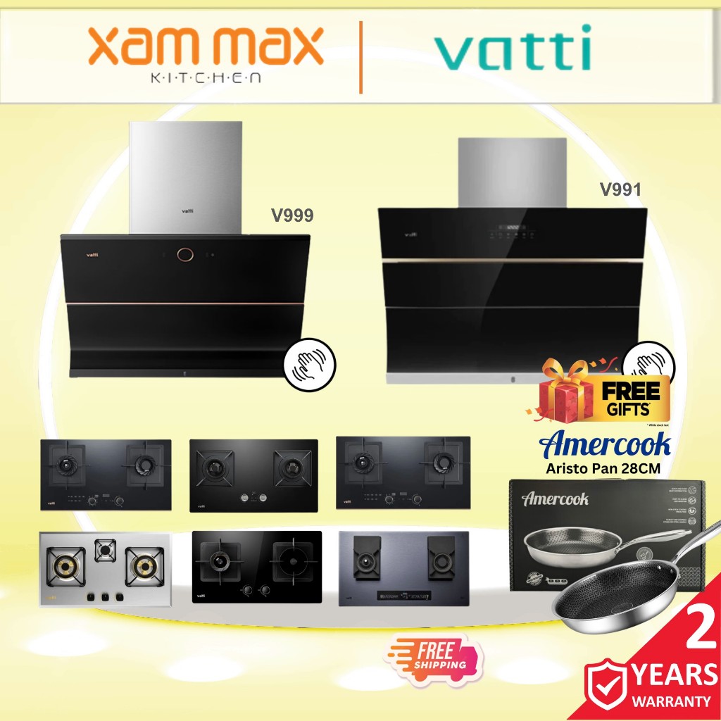 Vatti Slanted Hood - Hood + Hob Set 2500m3/h Suction Power / Inverter DC Motor / V999 /V991 ...