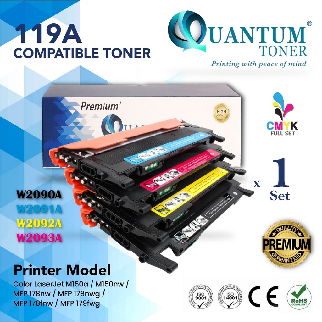 FULL SET 119A W2090A W2091A W2092A W2093A Compatible Toner MFP M178nw ...