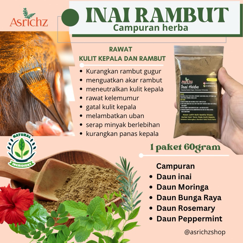 INAI MEKAH premium campuran herba rawat rambut gugur, kelemumur dan ...