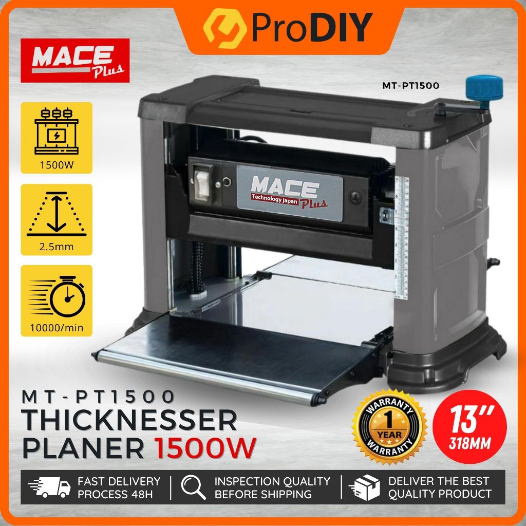 13" 1500W MACE MT-PT1500 Wood Thicknesser Planer 13 Inch Table Wood ...