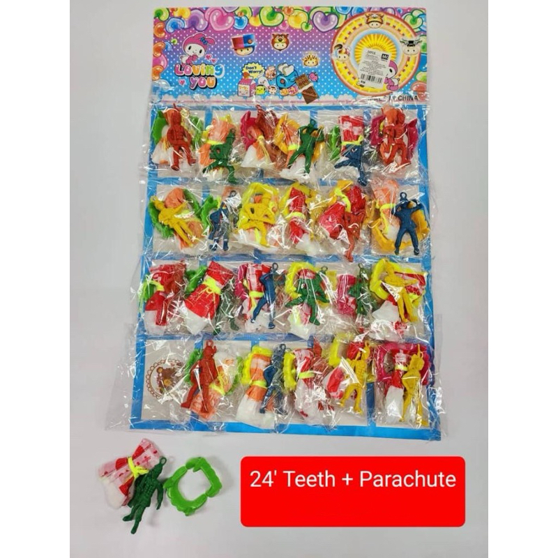 Parachute + Teeth / Payung Terjun + Gigi Palsu Mainan 24’s | Shopee ...